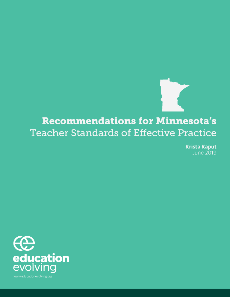 Recommendations for Minnesota's Teacher Standards of Effective Practice ...