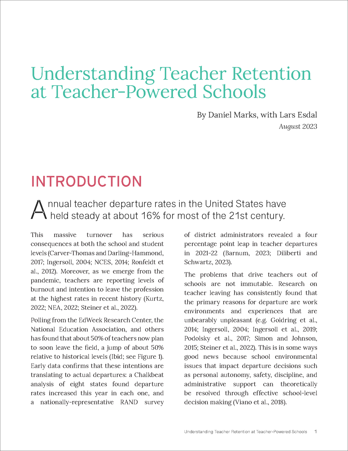 Understanding Teacher Retention at Teacher-Powered Schools - Education ...